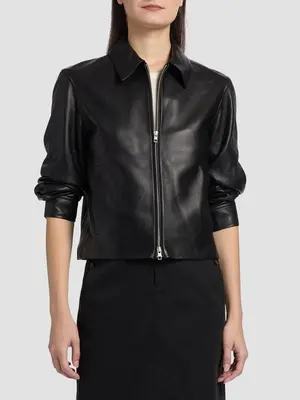 Vince Leather Zip-front Crop Jacket