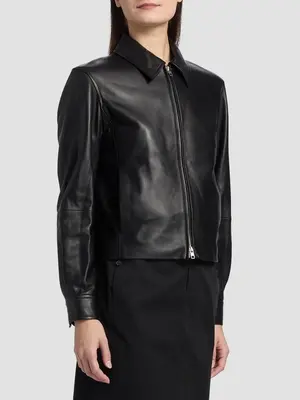 Vince Leather Zip-front Crop Jacket