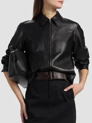 Vince Leather Zip-front Crop Jacket