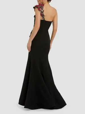 Mac Duggal Embellished Floral Crepe Mermaid Gown