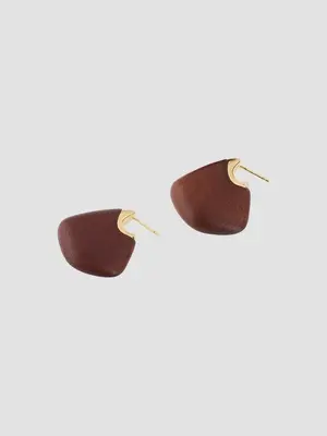 Bottega Veneta Small Fin 18k-gold-plated & Walnut Wood Earrings