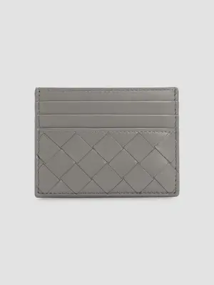 Bottega Veneta Intrecciato Leather Card Case Basalt Lava