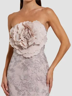 Mac Duggal Prom Floral Embellished Strapless Gown