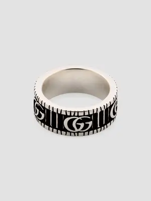 Gucci Gg Marmont Band Ring In Aged 8mm