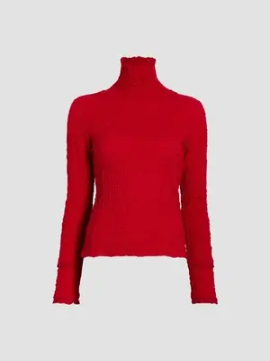 Proenza Schouler White Label Harriet Stretch Jacquard Turtleneck Top - Red