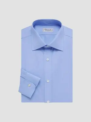 Charvet Solid Poplin Dress Shirt Blue