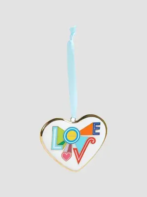 Jonathan Adler Peace & Love Porcelain Heart Ornat
