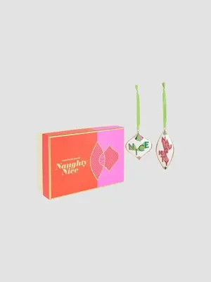 Jonathan Adler Holiday 2-piece Naughty & Nice Porcelain Ornats Set