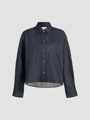 Vince Chambray Cotton-linen Crop Shirt