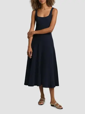 Vince Square Neck Seamed Midi-dress - Eclipse