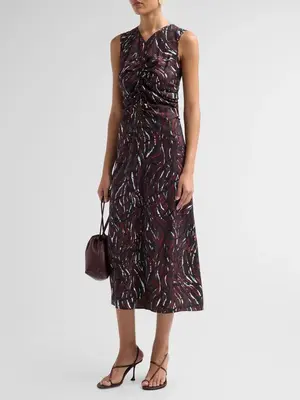 Proenza Schouler White Label Clem Printed Soft Twill Midi Dress