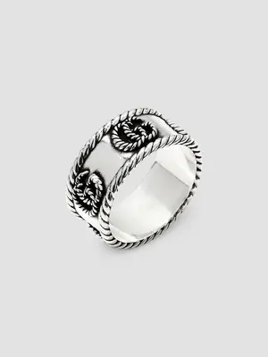 Gucci Gg Marmont Cabled Sterling Band Ring - Silver