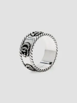 Gucci Gg Marmont Cabled Sterling Band Ring