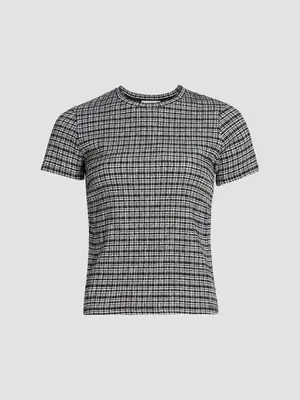 Vince Textured Gingham Cotton-blend Top