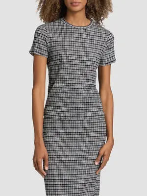 Vince Textured Gingham Cotton-blend Top