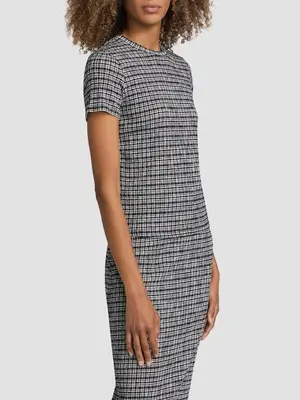 Vince Textured Gingham Cotton-blend Top