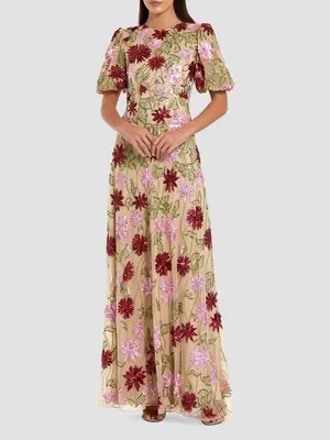 Mac Duggal Evening Floral Beaded Gown