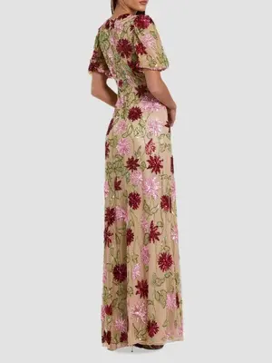 Mac Duggal Evening Floral Beaded Gown