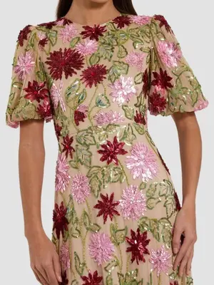 Mac Duggal Evening Floral Beaded Gown