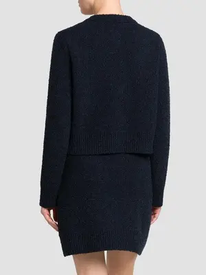 Bottega Veneta Bouclé Knit Crewneck Cardigan - Navy