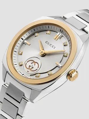 Gucci Interlocking Two-tone Stainless Steel & 0.04 Tcw Diamond Bracelet Watch/29mm