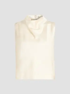 Vince Satin Cowlneck Crop Top - Flax