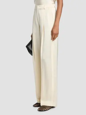 Vince High-rise Satin Trousers - Flax