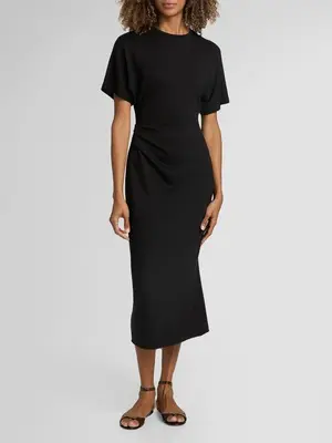 Vince Side Ruched Jersey Midi-dress