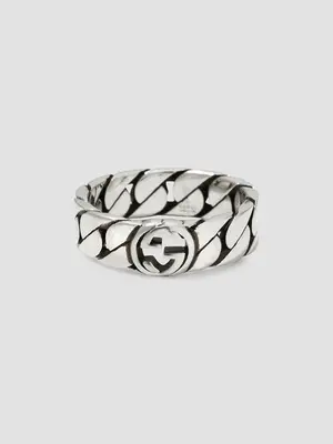 Gucci Interlocking-g Sterling Fixed Chain Ring - Silver