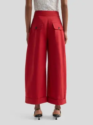 Proenza Schouler White Label Talla Cotton-blend Wide-leg Pants - Brick