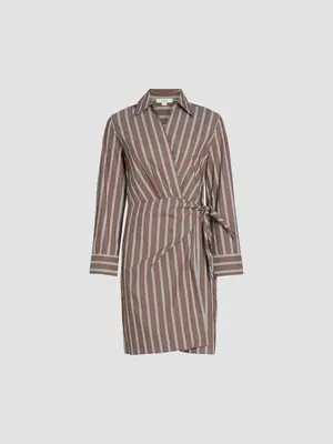 Vince Striped Cotton Wrap Minidress