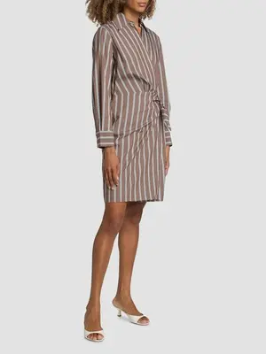 Vince Striped Cotton Wrap Minidress