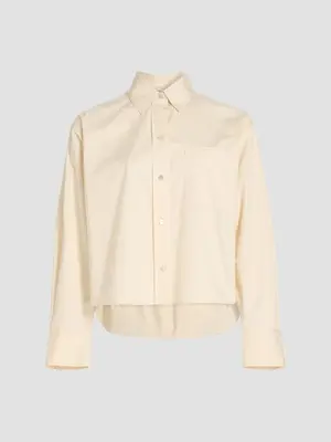 Vince Boxy Cotton Crop Shirt - Ecru