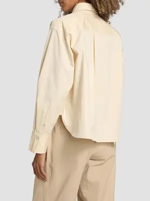 Vince Boxy Cotton Crop Shirt - Ecru