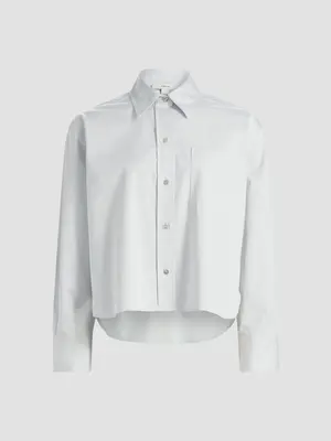Vince Boxy Cotton Crop Shirt Light Grey