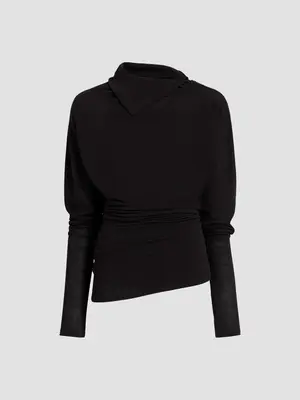 Proenza Schouler Golda Gauzy Jersey Top - Black