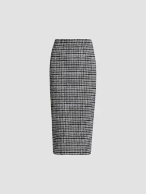 Vince Checked Pencil Midi-skirt - Eclipse Combo