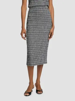 Vince Checked Pencil Midi-skirt - Eclipse Combo