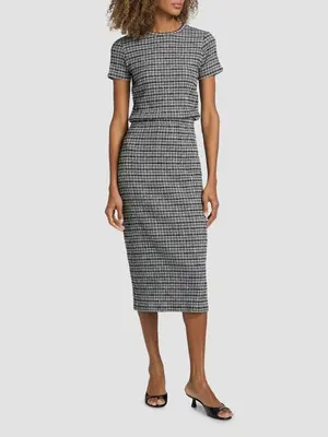 Vince Checked Pencil Midi-skirt - Eclipse Combo