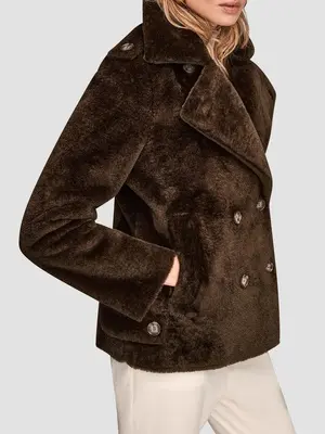 Donna Karan New York Faux-fur Double-breasted Coat