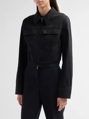 Vince Shrunken Cotton-blend Twill Jacket - Black