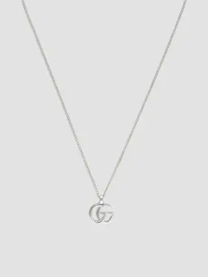 Gucci Gg Marmont Sterling Logo Pendant Necklace - Silver