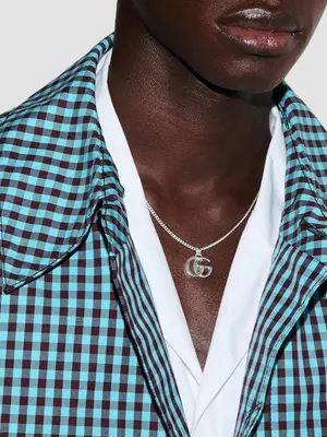 Gucci Gg Marmont Sterling Logo Pendant Necklace