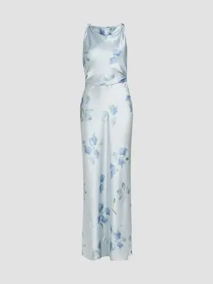 Vince Petal Blur Twist-shoulder Bias-cut Maxi Dress