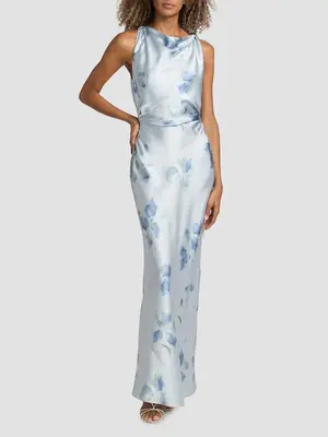 Vince Petal Blur Twist-shoulder Bias-cut Maxi Dress