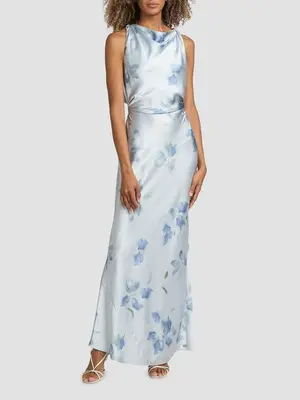 Vince Petal Blur Twist-shoulder Bias-cut Maxi Dress