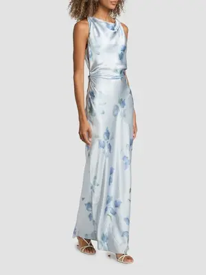 Vince Petal Blur Twist-shoulder Bias-cut Maxi Dress