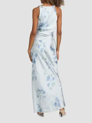 Vince Petal Blur Twist-shoulder Bias-cut Maxi Dress