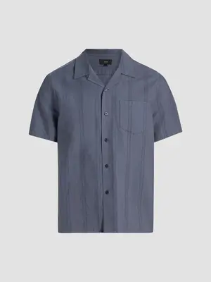 Vince Cove Striped Cotton-hemp Camp Shirt - Neue Blue