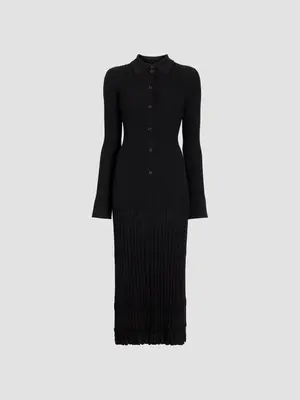 Proenza Schouler Rosario Textured Merino Wool Midi Dress - Black